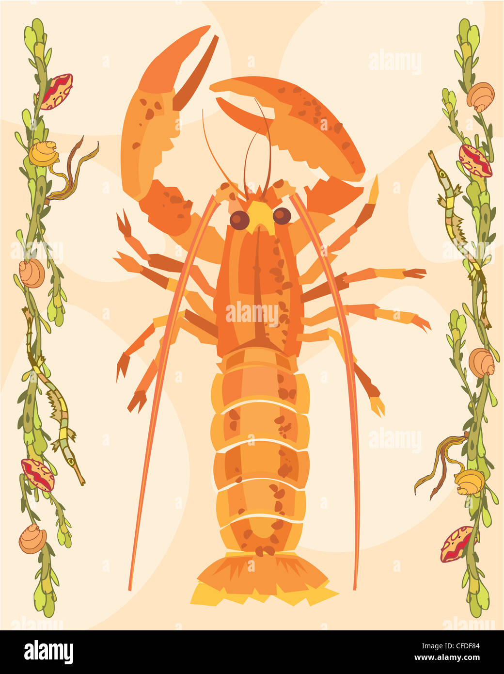 Lobster in a decorative illustration Stock Photo - Alamy