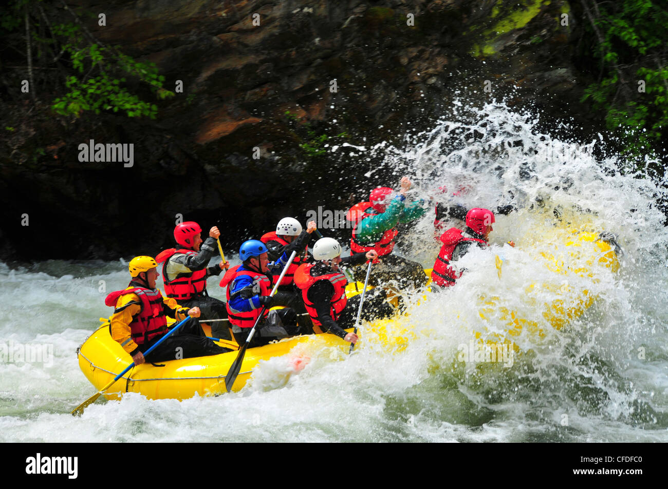 Peopel white water rafting, Shuswap River, British Columbia, Canada ...