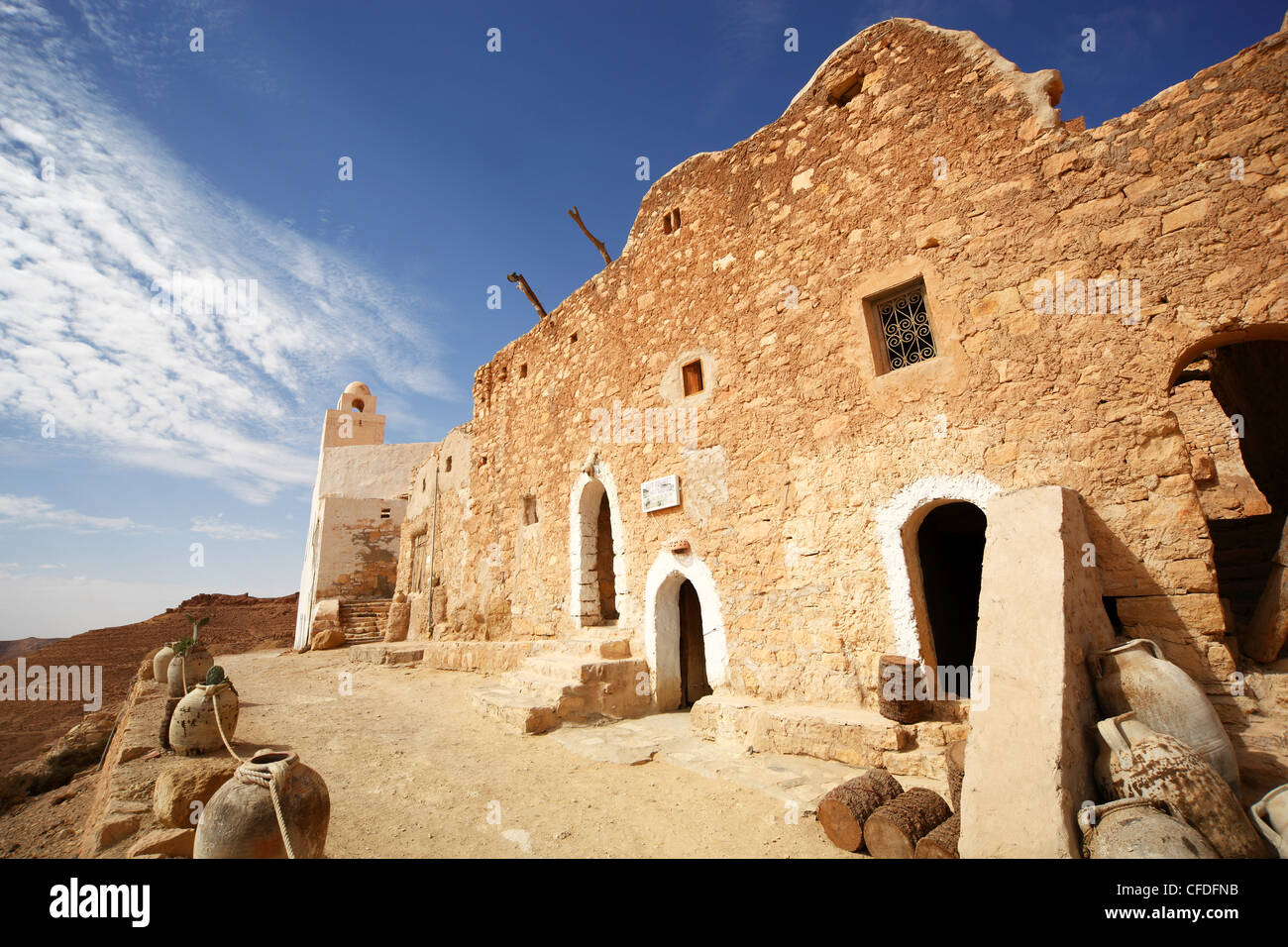 Ruins of the Berber village of Douiret perched on the hillside ...