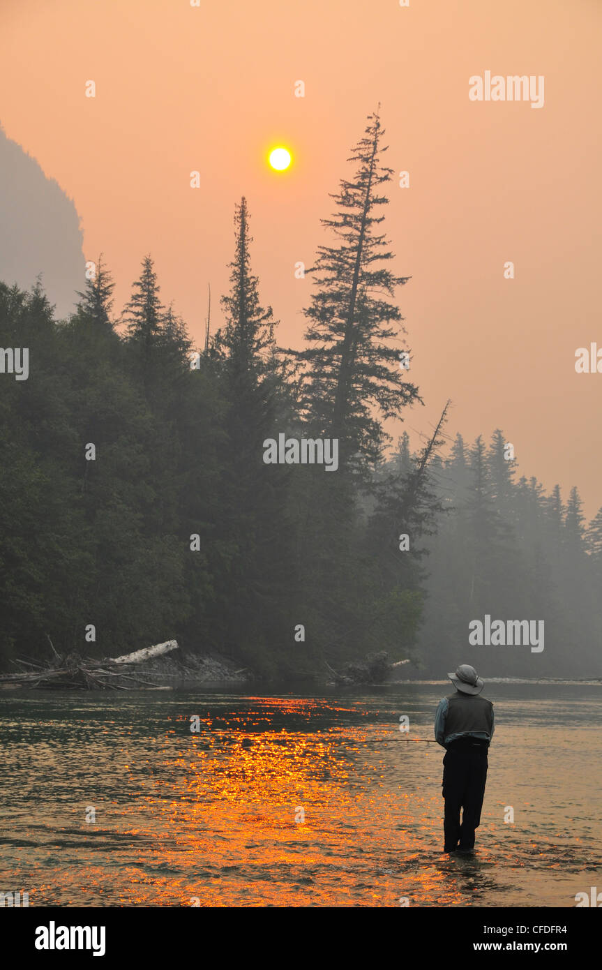 Man fly fishing, Dean River, British Columbia, Canada Stock Photo - Alamy
