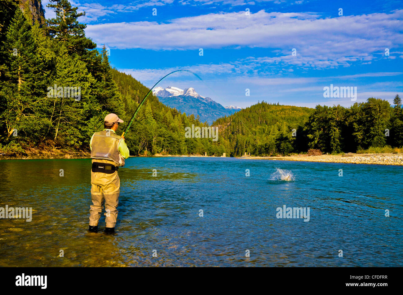 Man fly fishing, Dean River, British Columbia, Canada Stock Photo - Alamy