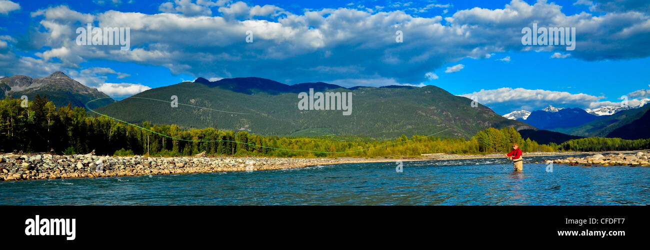 Man fly fishing, Copper River, British Columbia, Canada Stock Photo - Alamy