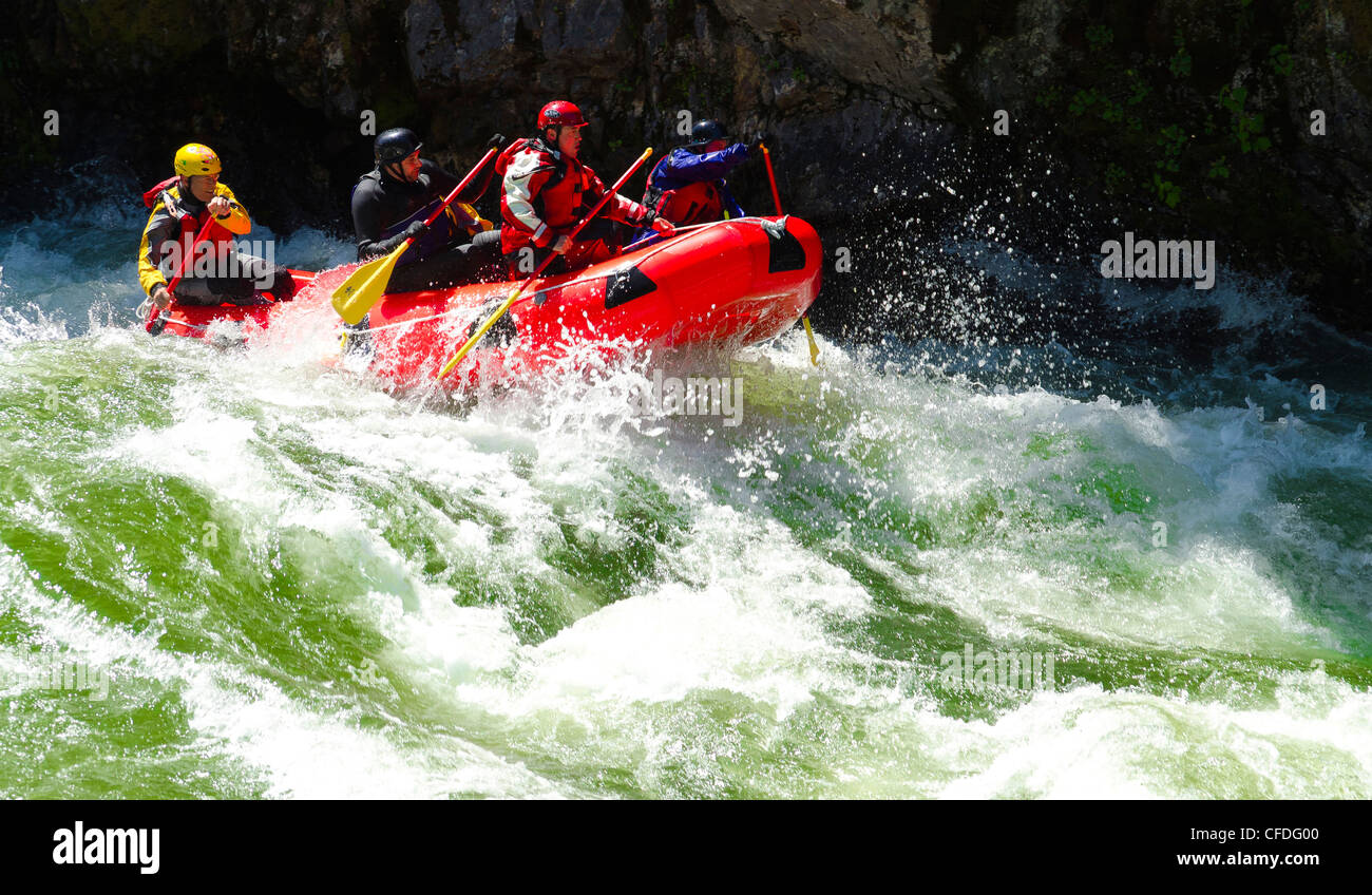 People white water rafting, Shuswap River, British Columbia, Canada ...