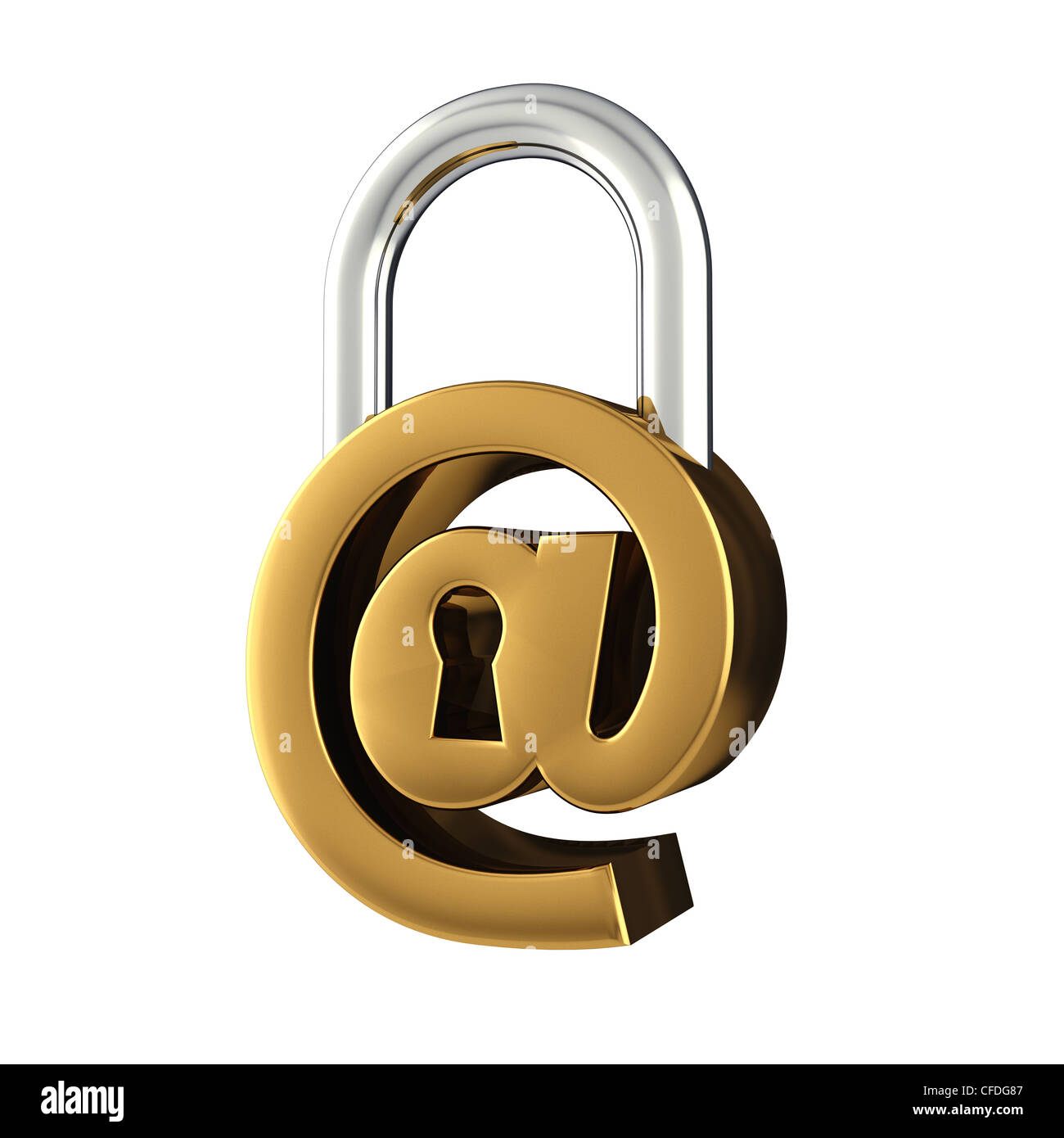 Arobase sign as padlock , isolated on white Stock Photo - Alamy