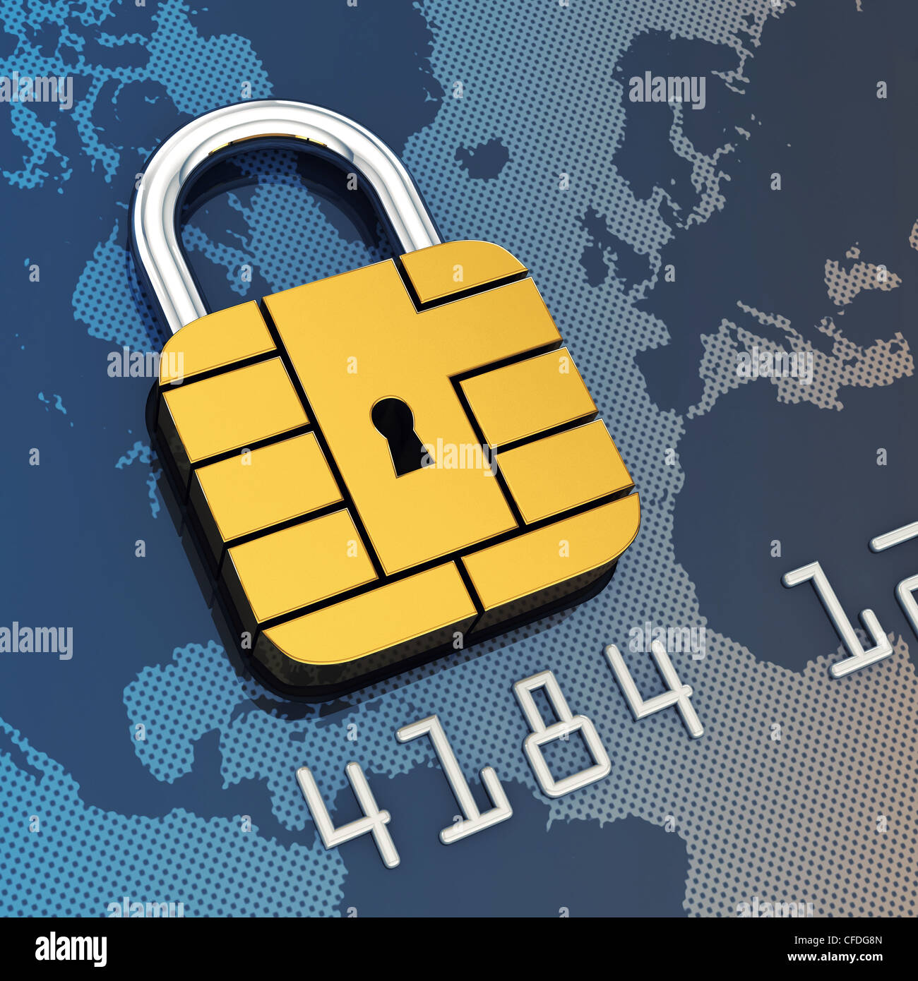 Credit card security chip as padlock Stock Photo - Alamy