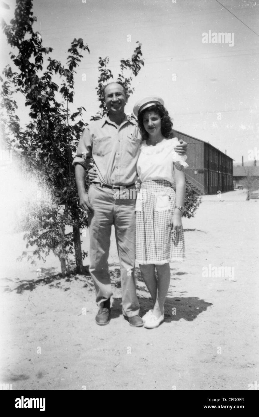 Father and daughter with sailor hat posing for portrait wwii era 1940s ...