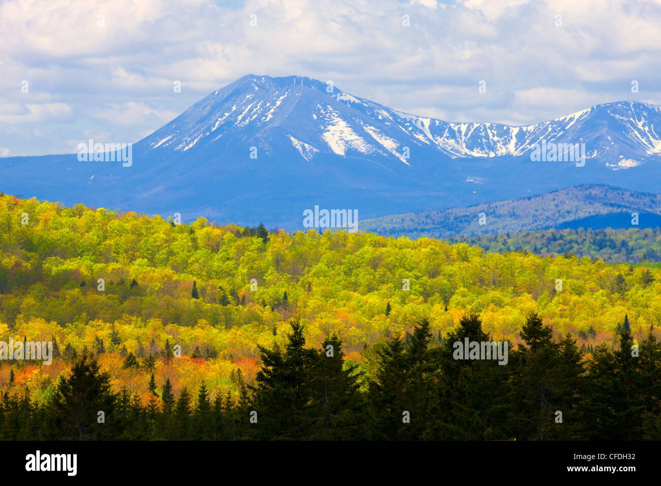 Mount Katahdin shrouded in cloud, Baxter State Park, Maine, United ...
