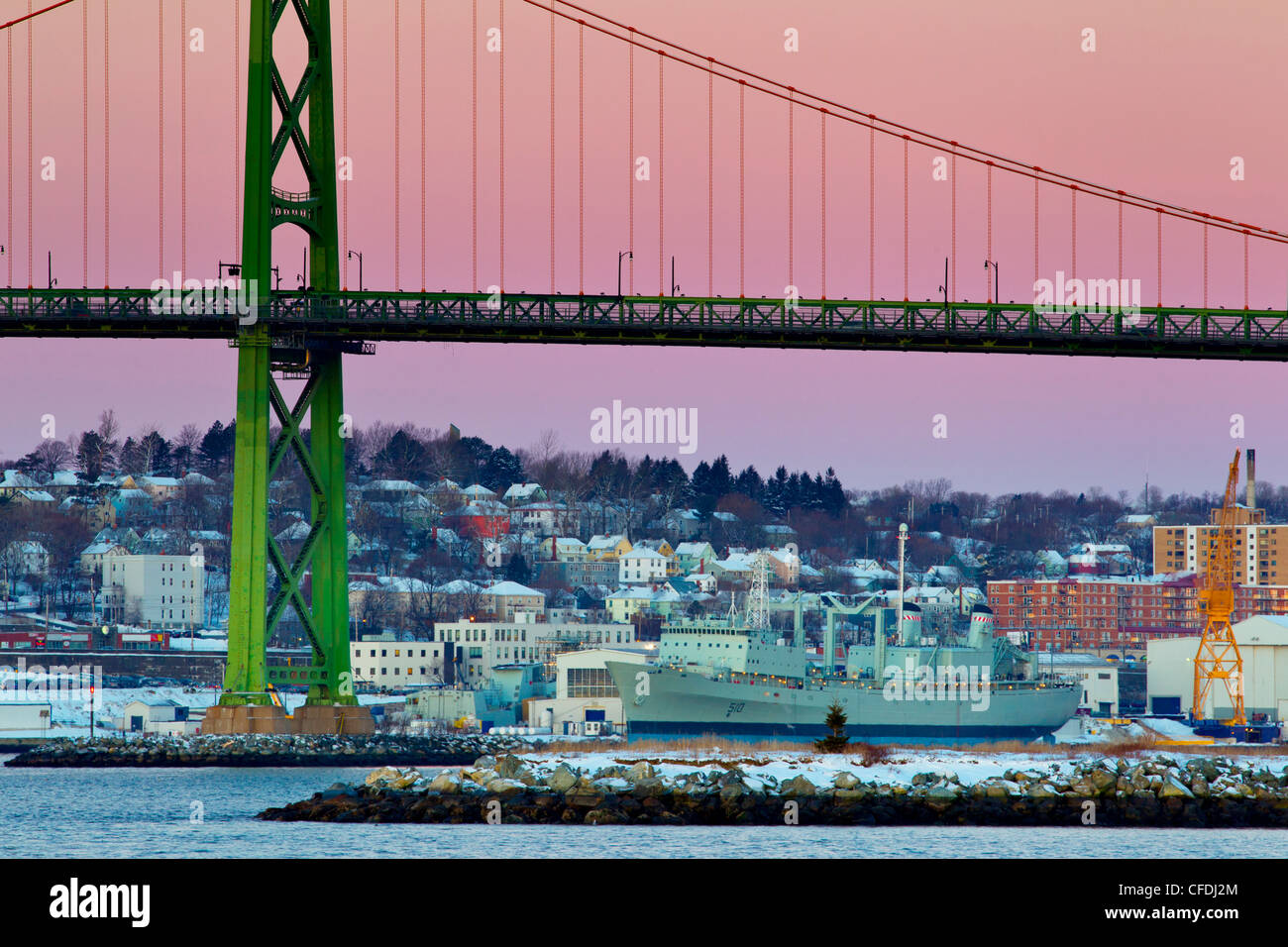 Naval dockyards at dawn in winter, Halifax, Nova Scotia, Canada Stock ...
