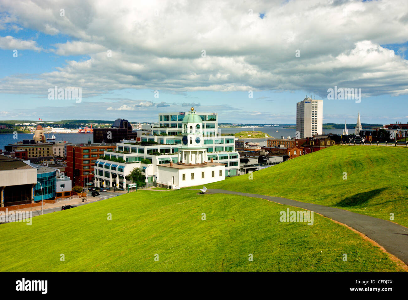 The Citadel fort clock tower in the foreground with Halifax Harbour in ...