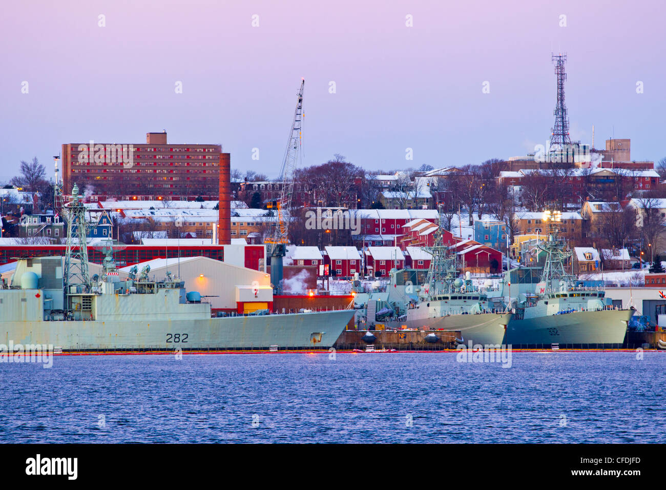 Navy ships tied up at naval dockyards, Halifax waterfront, Nova scotia ...