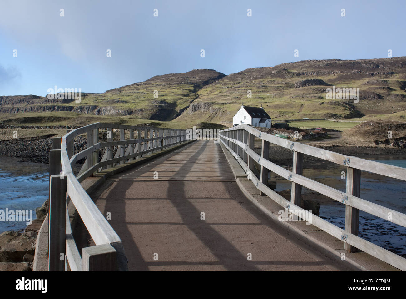 The bridge linking the islands of Canna with Sanday, in the Small Isles ...