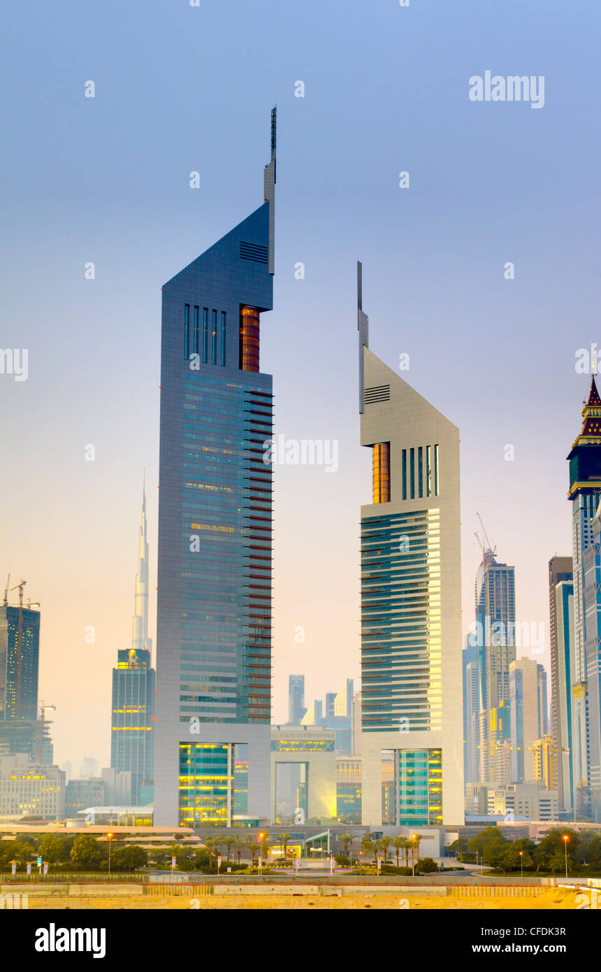 Sheikh Zayed Road and Emirates Towers, Dubai, United Arab Emirates ...