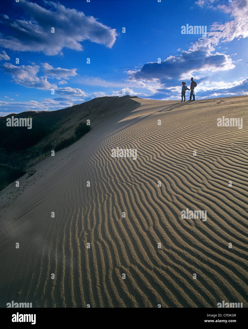 Two hiker at the Spirit Sands, Spruce Woods Provincial Park, Manitoba ...