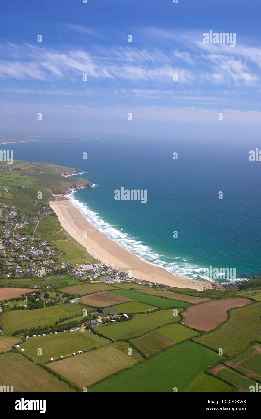 Aerial photo of Praa Sands, Cornwall, England, United Kingdom, Europe ...
