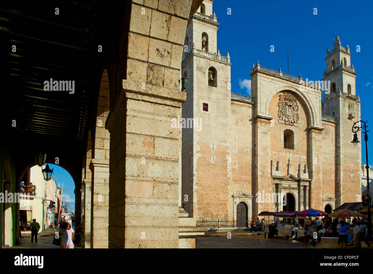 The Cathedral, Independence Square, Merida, Yucatan state, Mexico Stock ...
