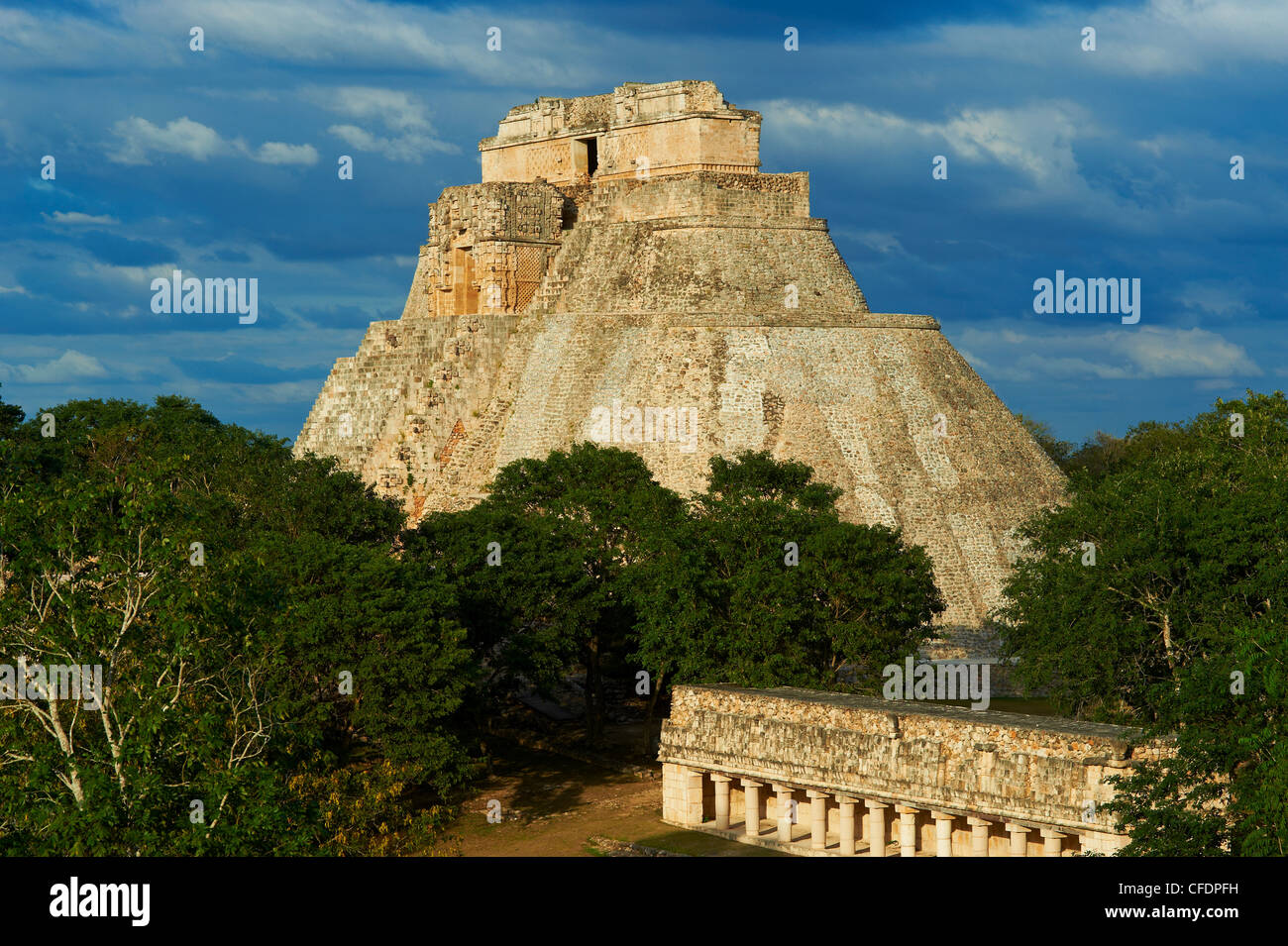 Pyramid of the Magician and The Ball Game Field, Mayan archaeological ...