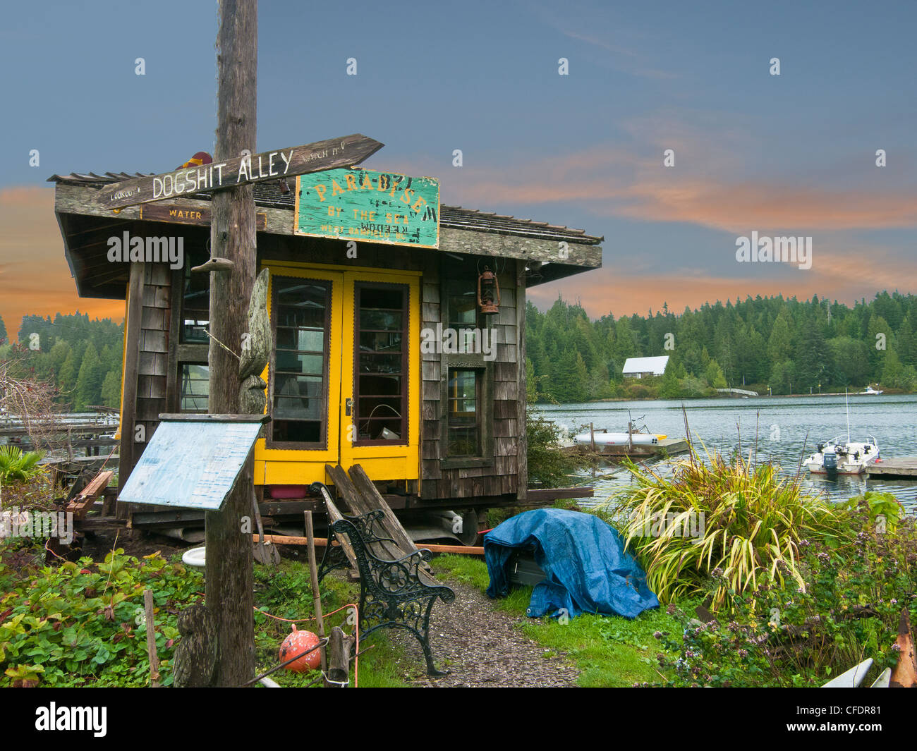 Rustic shack in Bamfield, on the west coast of Vancouver Island ...