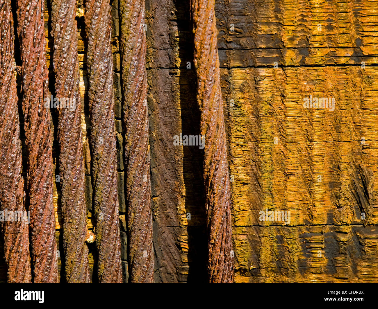 Rusty cable at abandoned lead mine, Magpie Mine, Peak District Stock ...