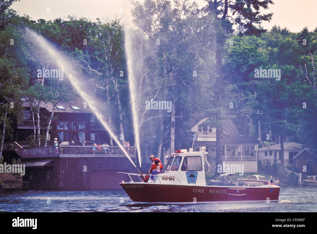 Water, boating activity during 4th of July antique boat parade on Lake ...