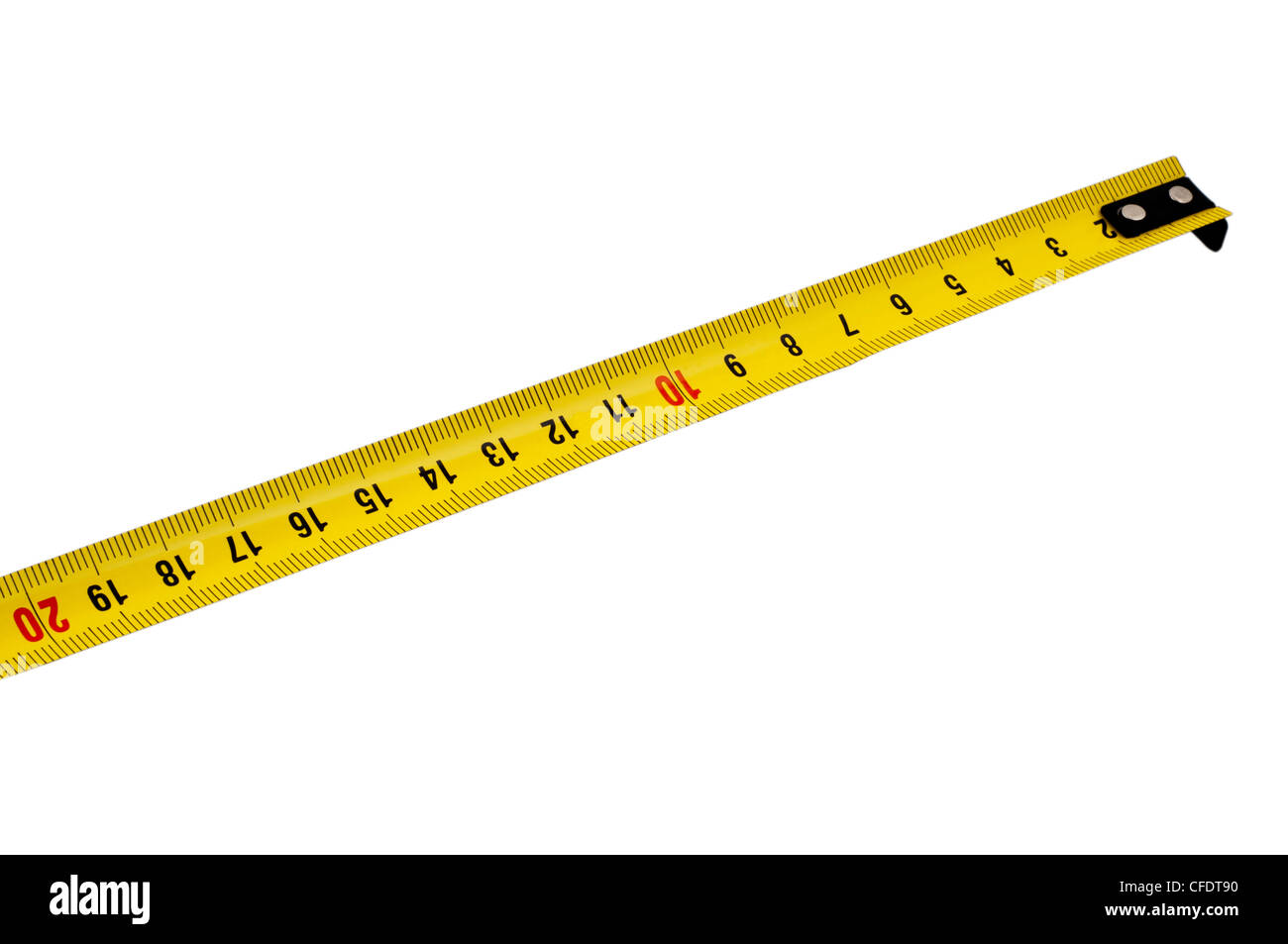 Part of Yellow mesure on isolated white background Stock Photo - Alamy