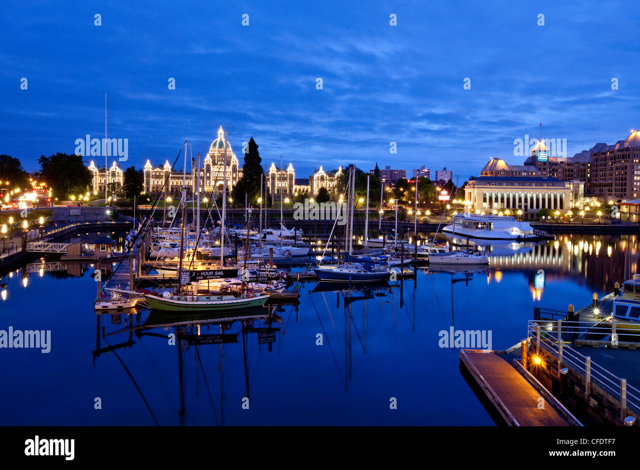 Victoria Harbour at night, Vancouver Island, BC, Canada Stock Photo - Alamy