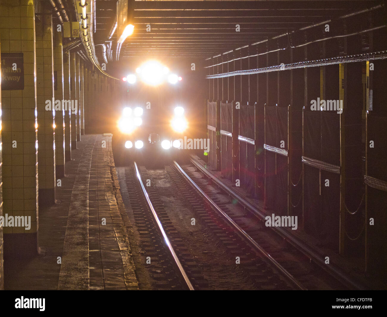 Construction train subway system repair front engine lights hi-res ...
