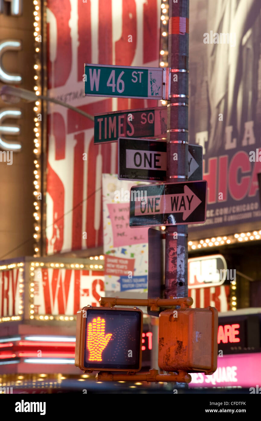 Neon signs at night in Times Square, New York City, New York State ...