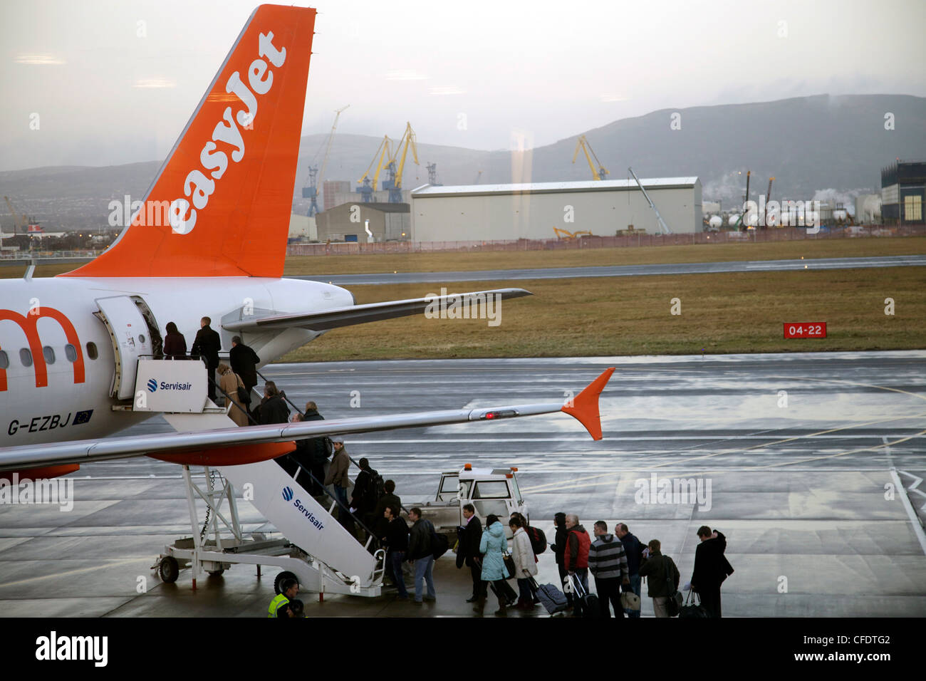 Easyjet passengers boarding at Belfast City airport, Belfast, Ulster ...