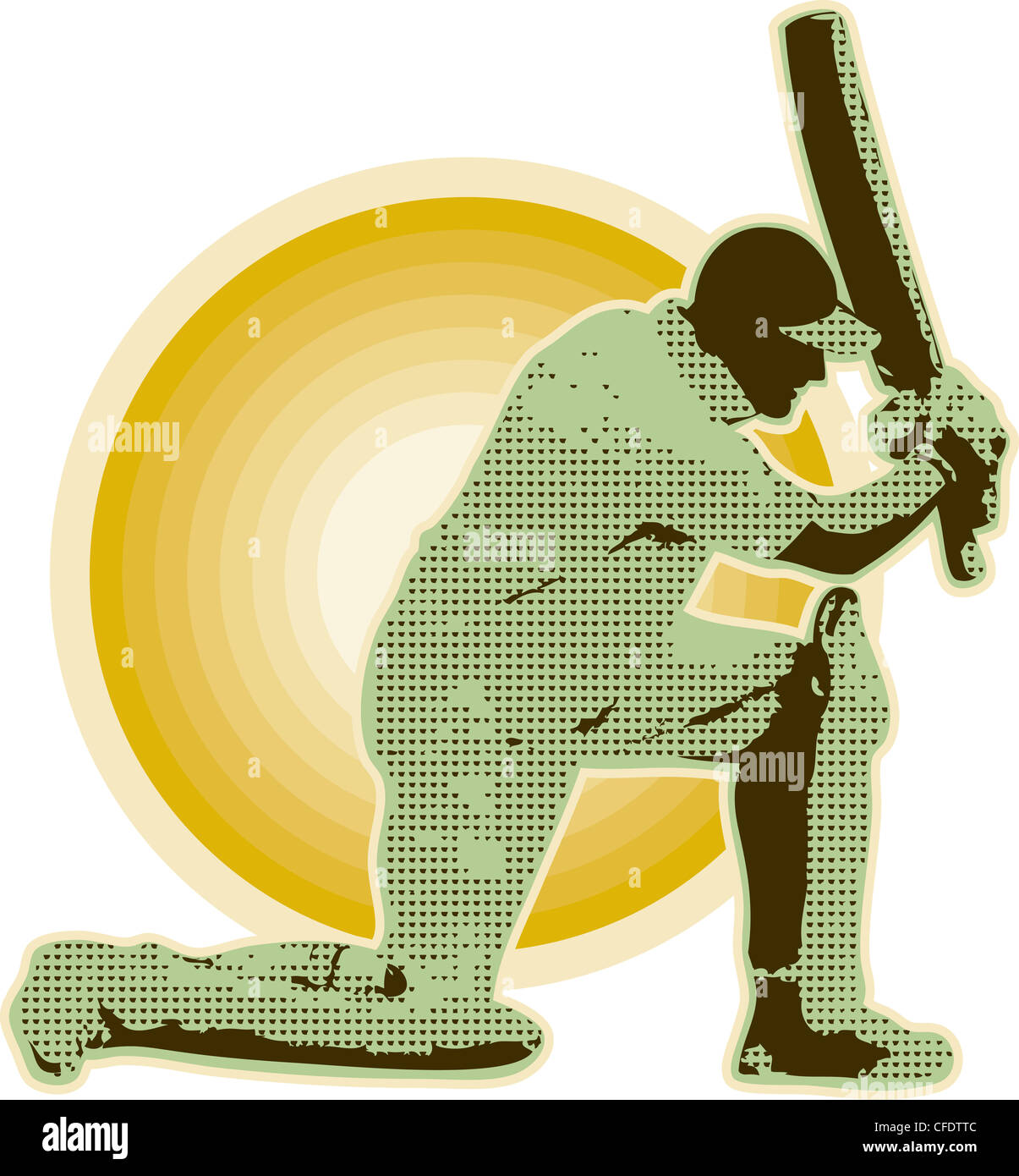 graphic design illustration of a cricket player batsman batting done in ...