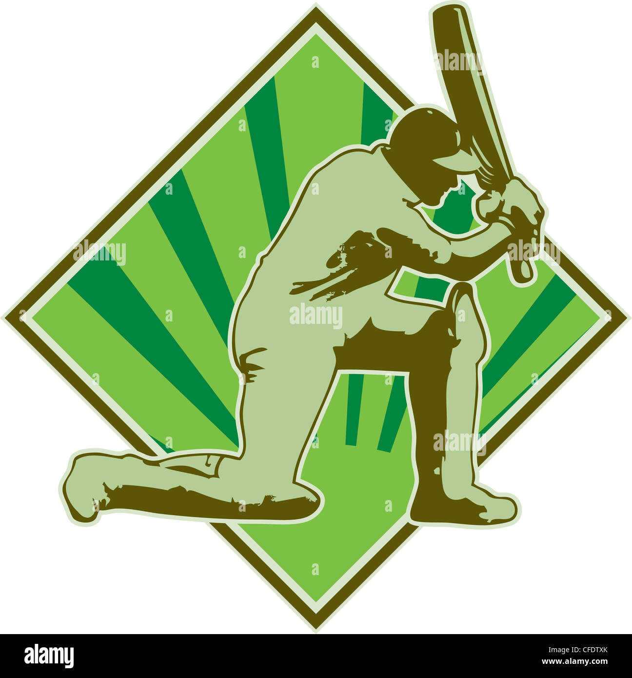 graphic design illustration of a cricket player batsman batting done in ...