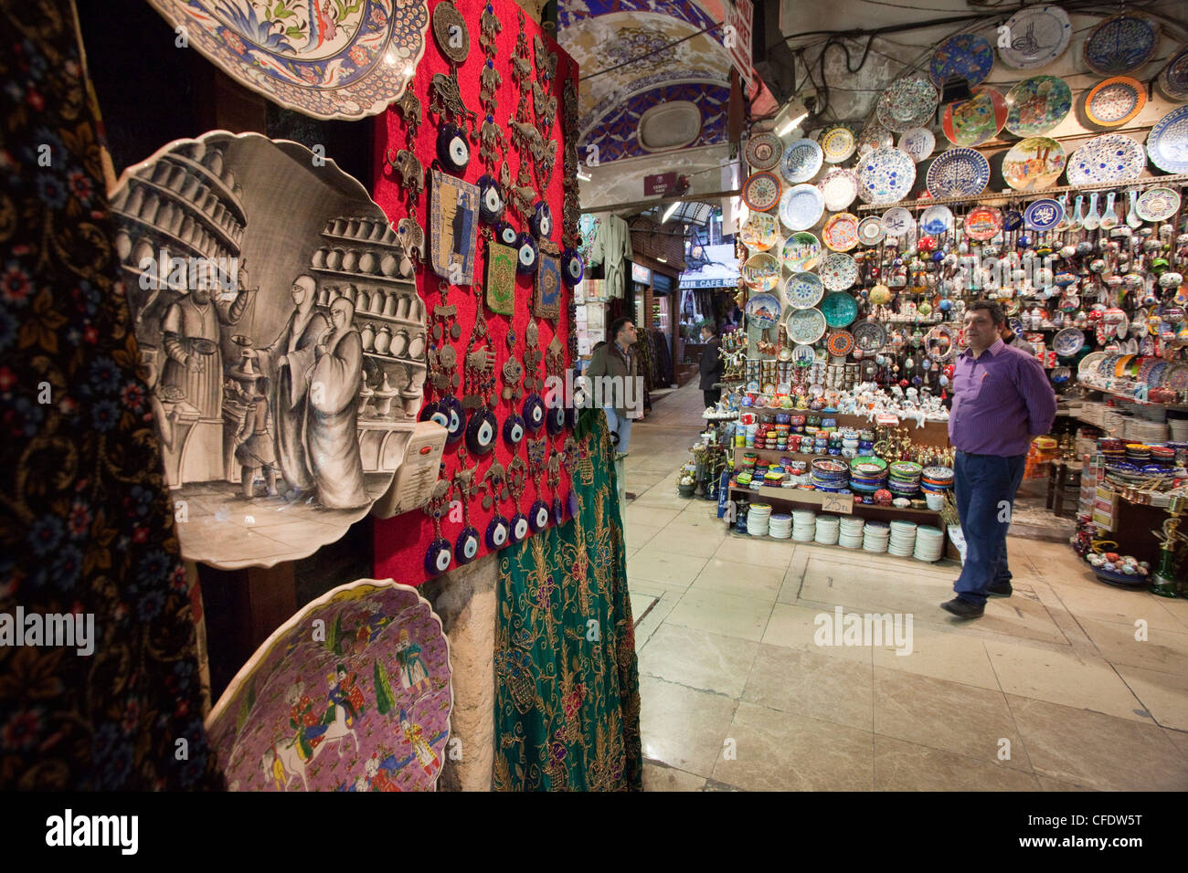 Shop seller in the underground Grand Bazaar, Istanbul, Turkey, Europe ...