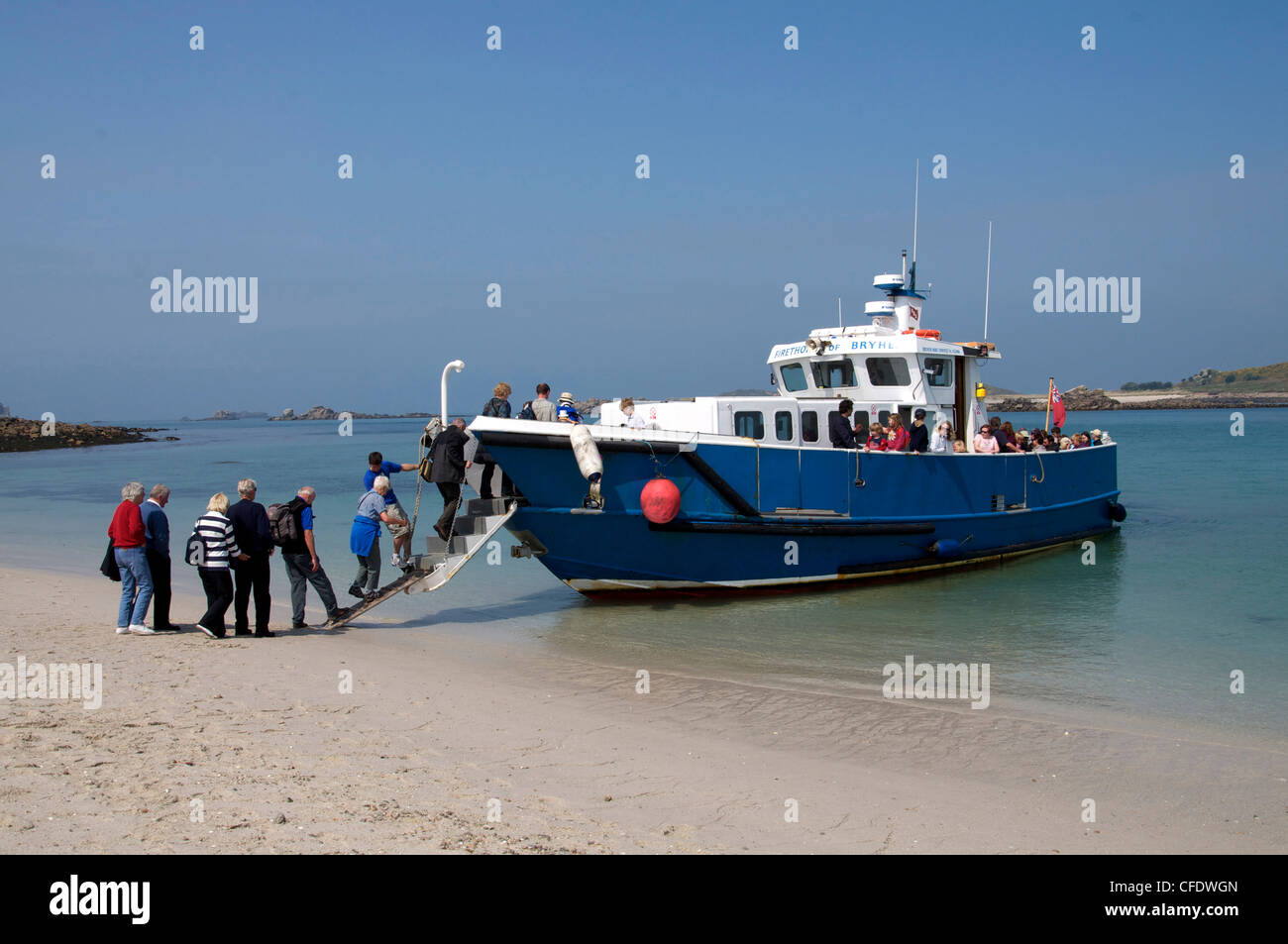 Tourist boat, Samson, Isles of Scilly, United Kingdom, Europe Stock ...