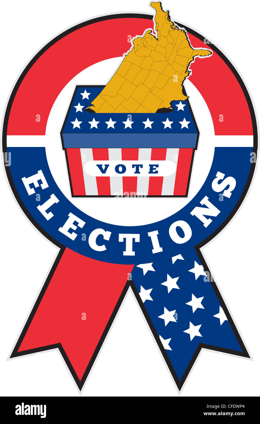 illustration of a ribbon showing election ballot box with American ...