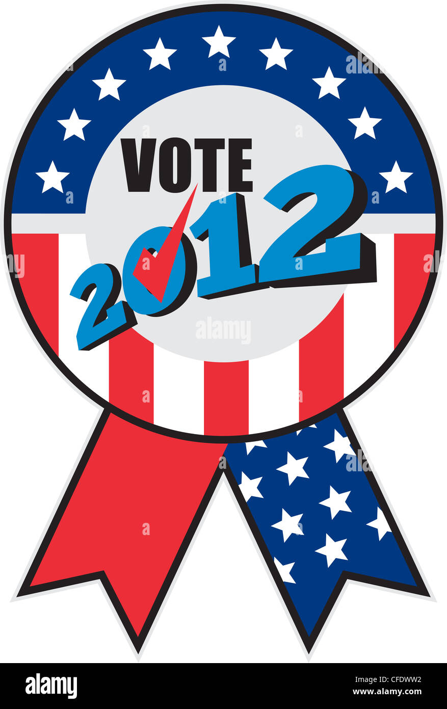 illustration of a ribbon showing election ballot box with American ...