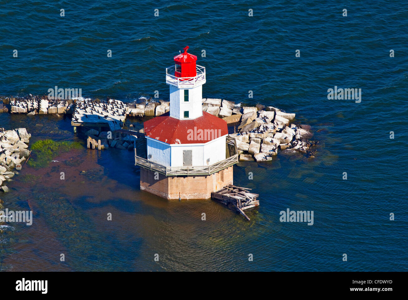Aerial of Indian Head Lighthouse, Summerside Harbour, Prince Edward Island, Canada Stock Photo ...