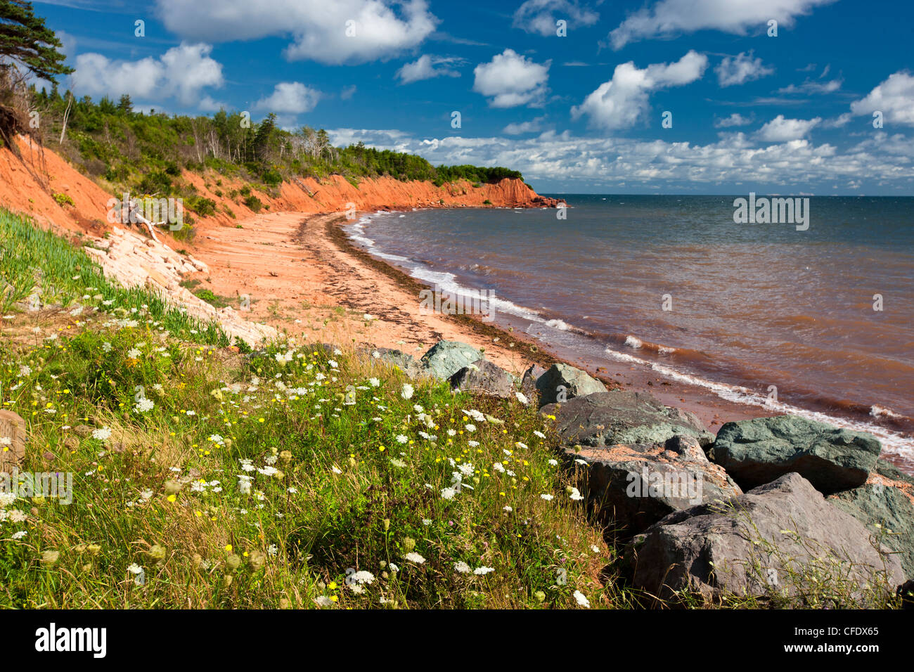 Sandstone cliffs, Cape Bear, Prince Edward Island, Canada Stock Photo ...