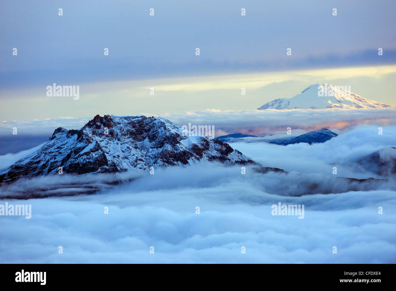View from Volcan Cotopaxi, 5897m, the highest active volcano in the ...