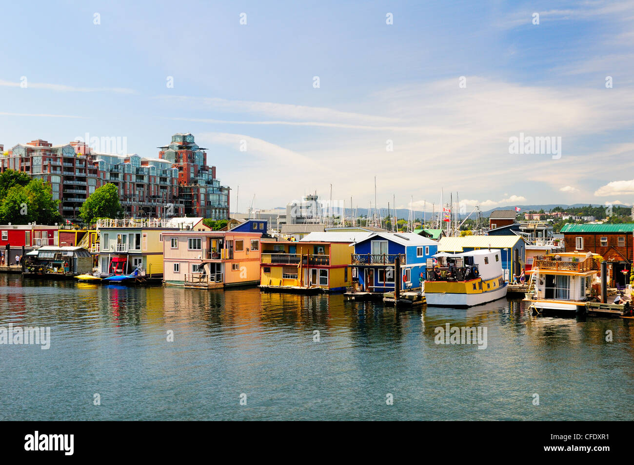 Some of the many float homes along Fisherman's Wharf in Victoria ...