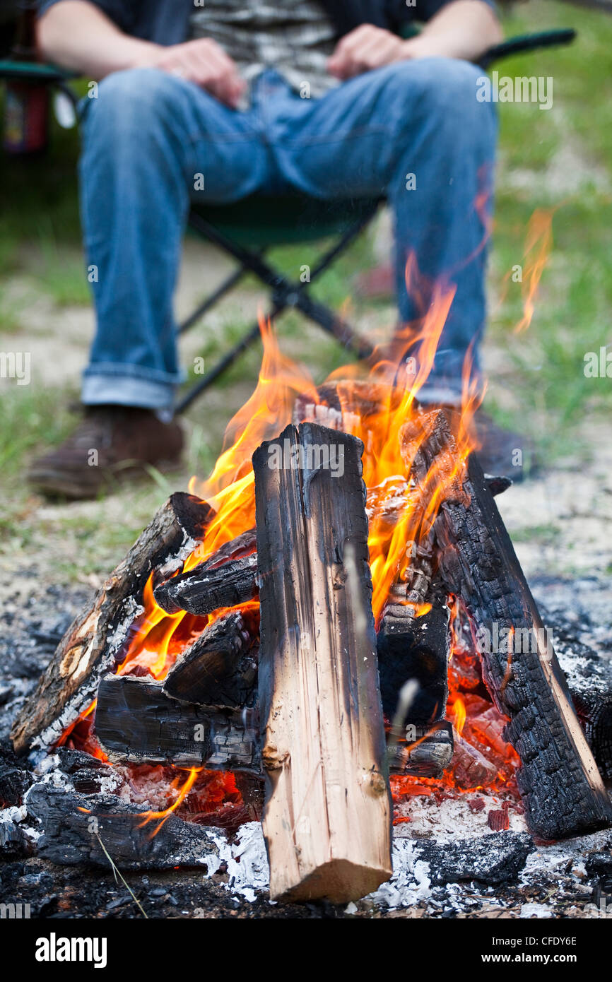 Early morning campfire, Kootenay National Park, British Columbia ...