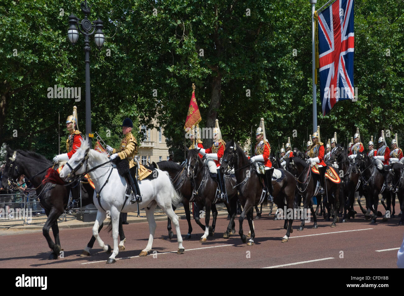 The Household Cavalry in procession down the Mall, London, England ...