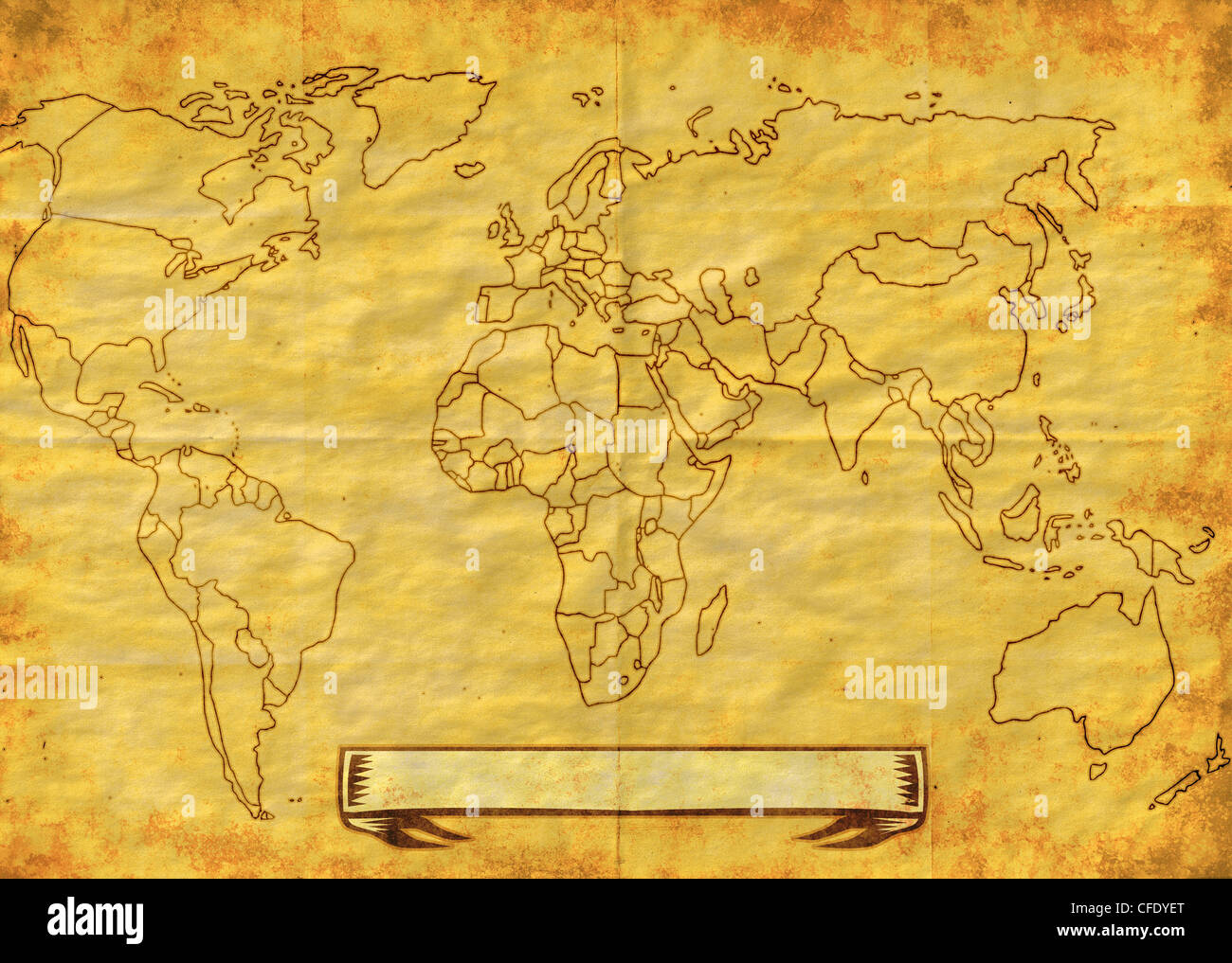 illustration drawing of a map of the world showing the continents ...