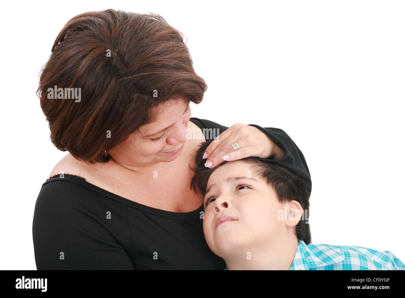 Family of mother and son having good time Stock Photo - Alamy