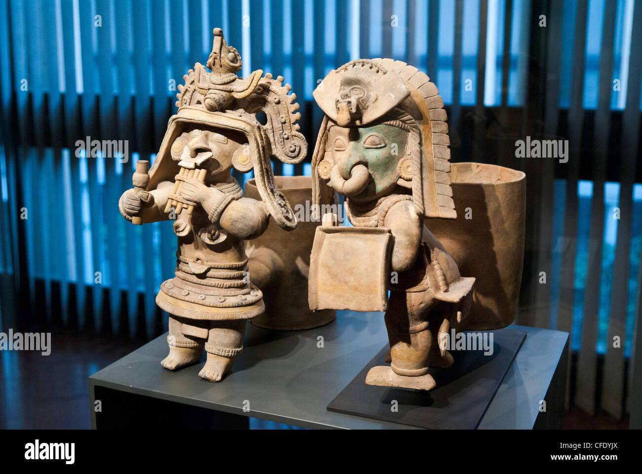 clay statues exhibited in the chilean museum of pre-columbian art, in ...