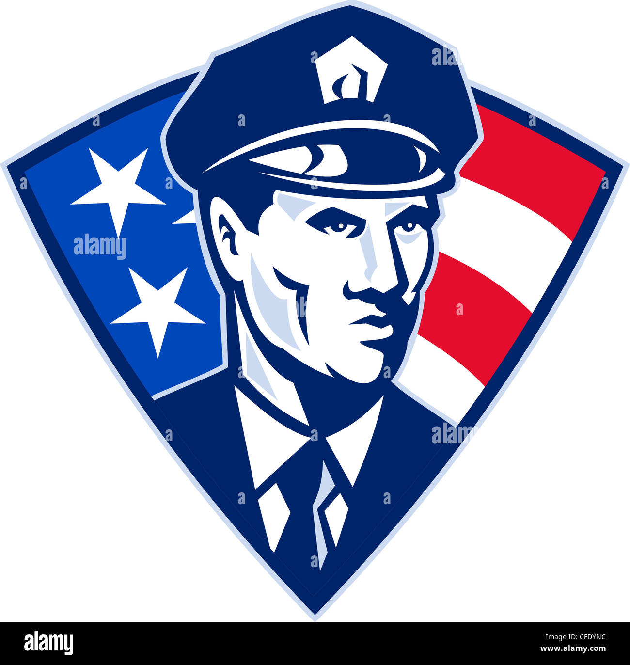 illustration of an American policeman police officer security guard ...