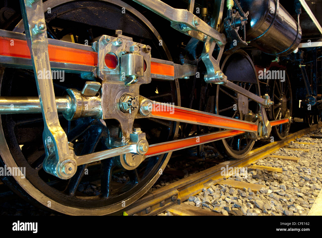 Steam engine wheels at the SL & Piano Museum in Sagano, Kyoto ...