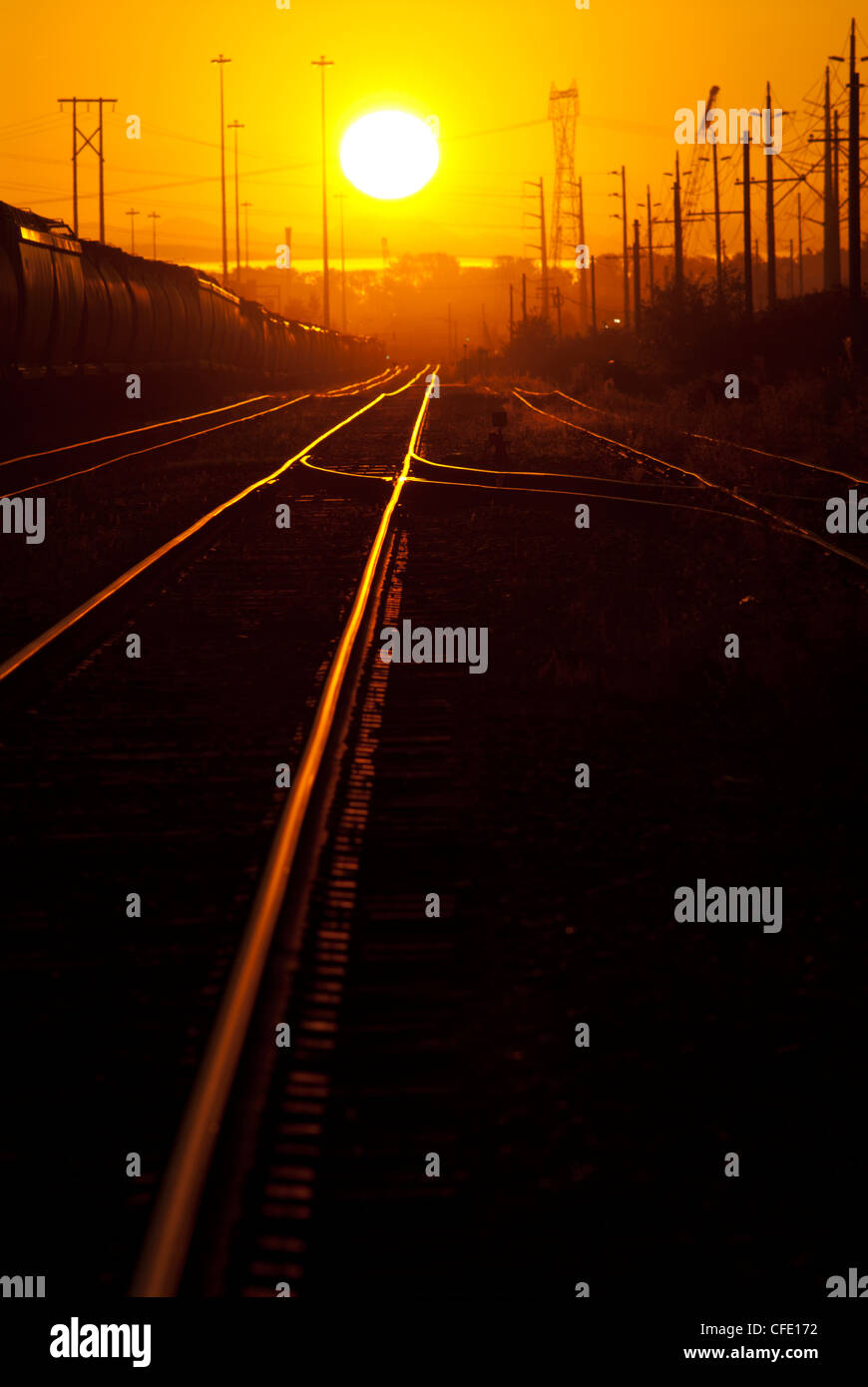 Railroad Tracks Sunrise High Resolution Stock Photography and Images ...