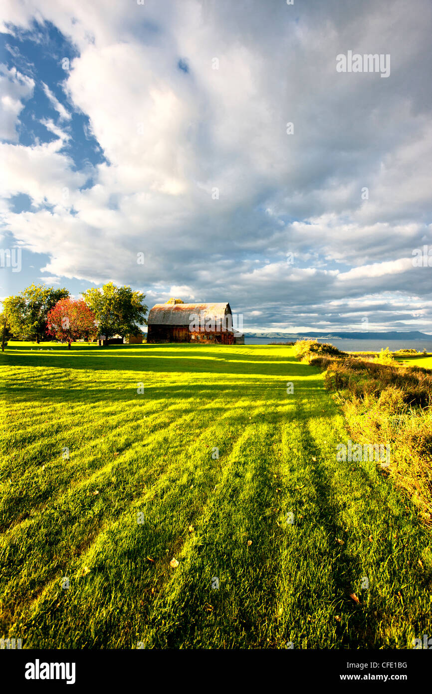 Wooden barn, Charlo, Acadian Coast, New Brunswick, Canada Stock Photo ...