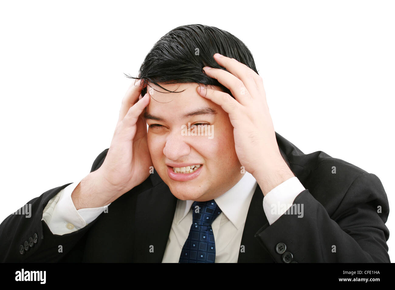 stressed man portrait isolated on white background Stock Photo - Alamy