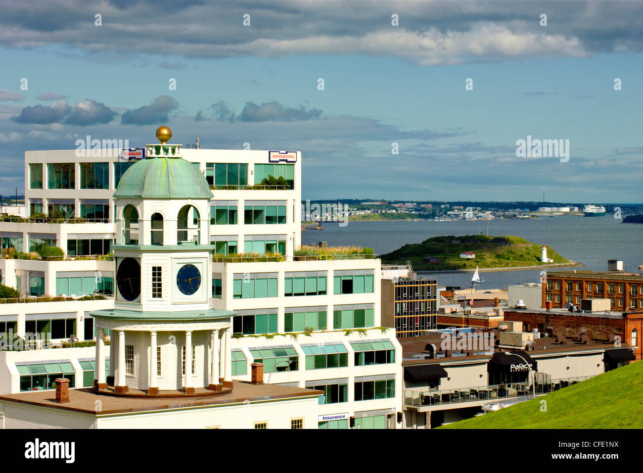 The Citadel fort clock tower in the foreground with Halifax Harbour in ...