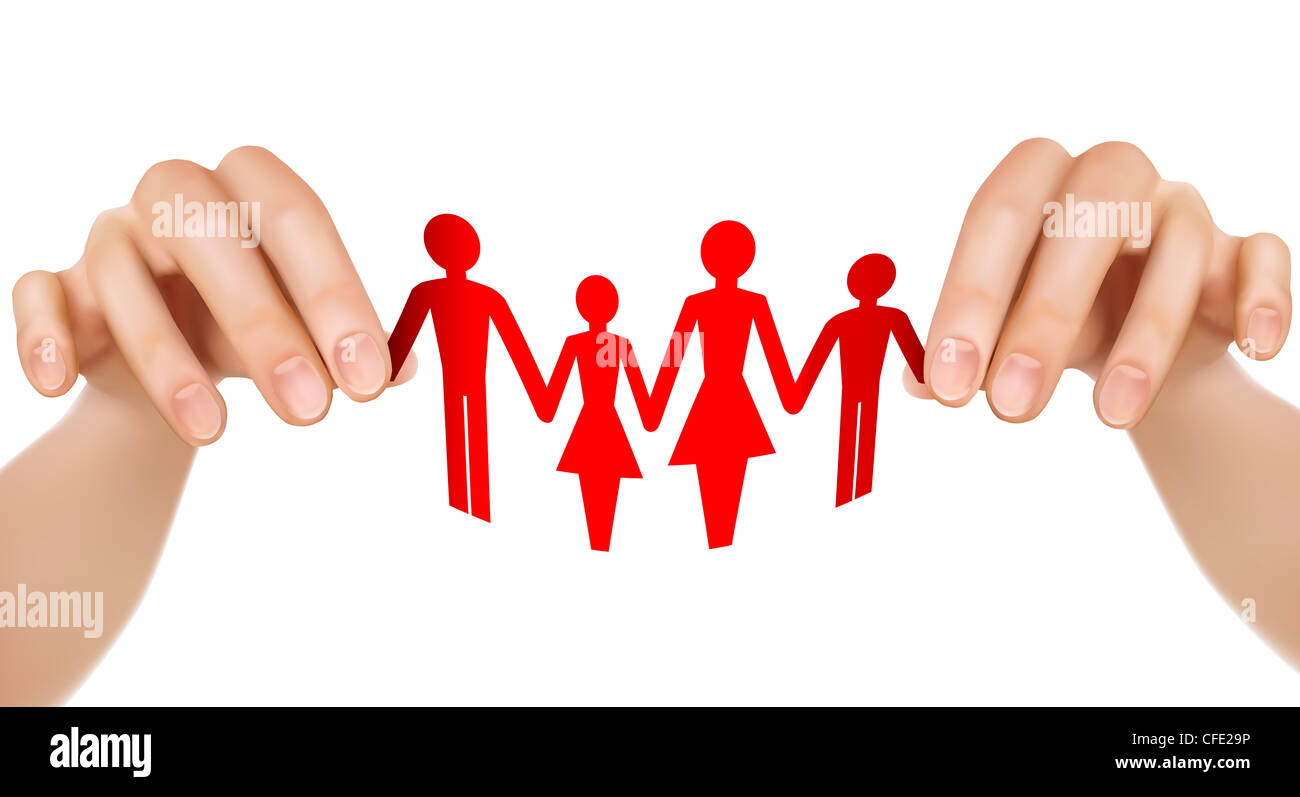 Paper family in hands Stock Photo - Alamy